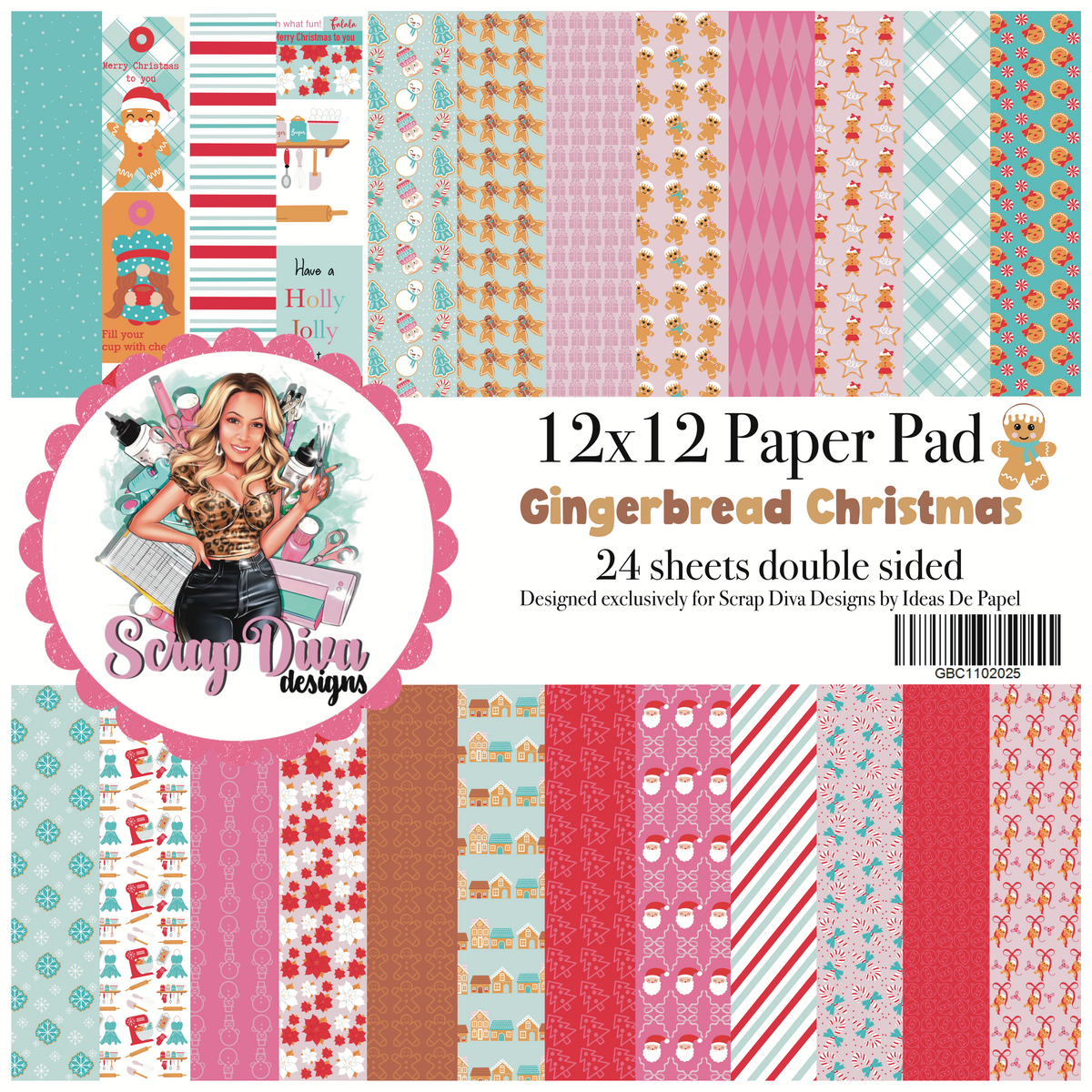 Gingerbread Christmas 12x12 Paper Pad| Scrap Diva Designs