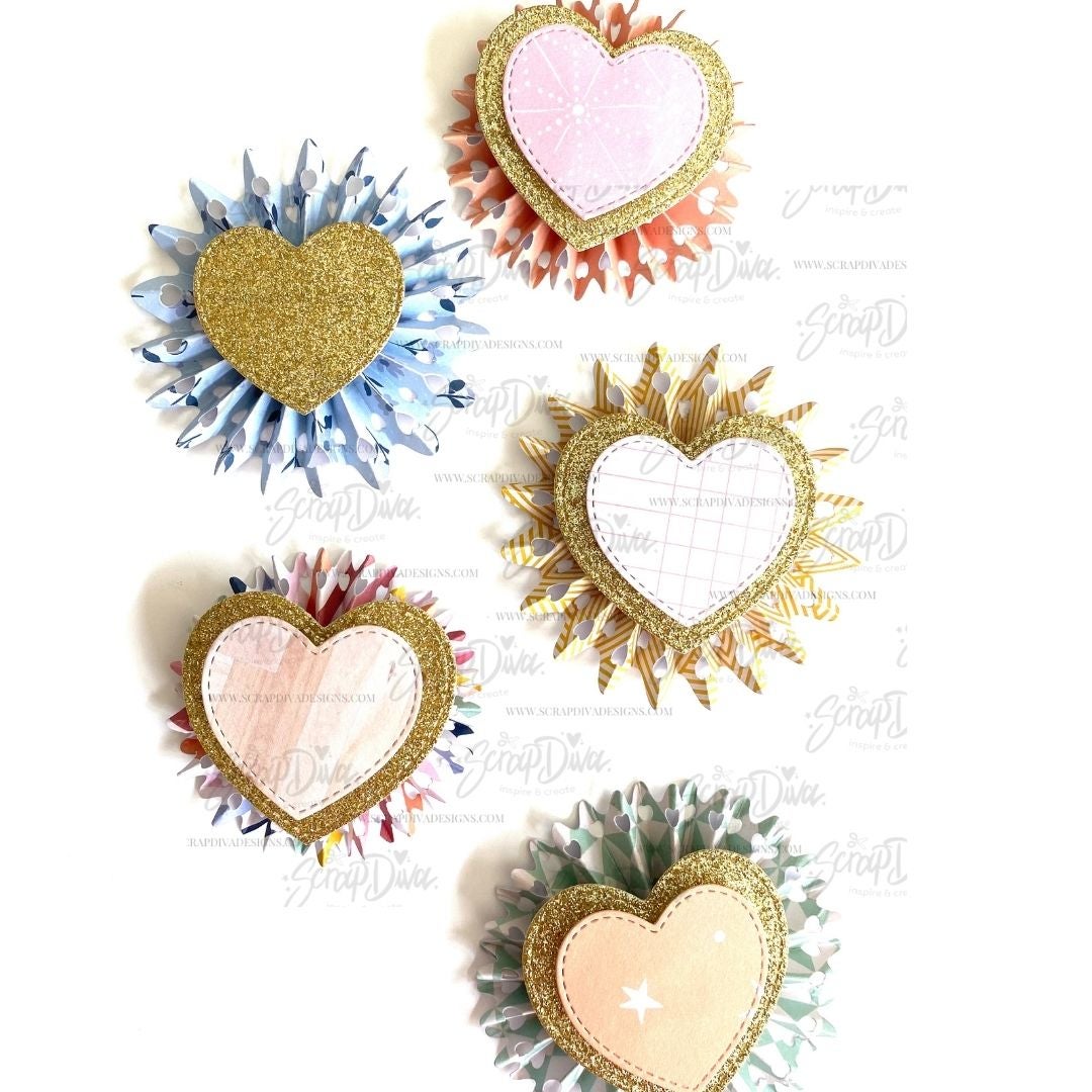 Heart Rosette #2| Scrap Diva Designs